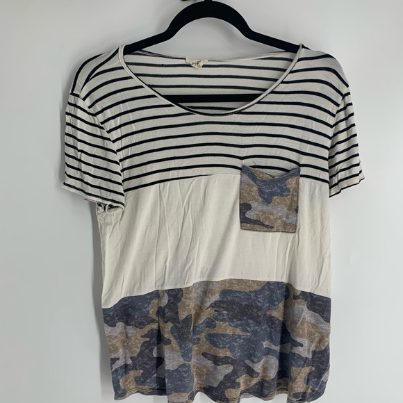 7th Ray | Tops | 7th Ray Camo Striped T Shirt | Poshmark